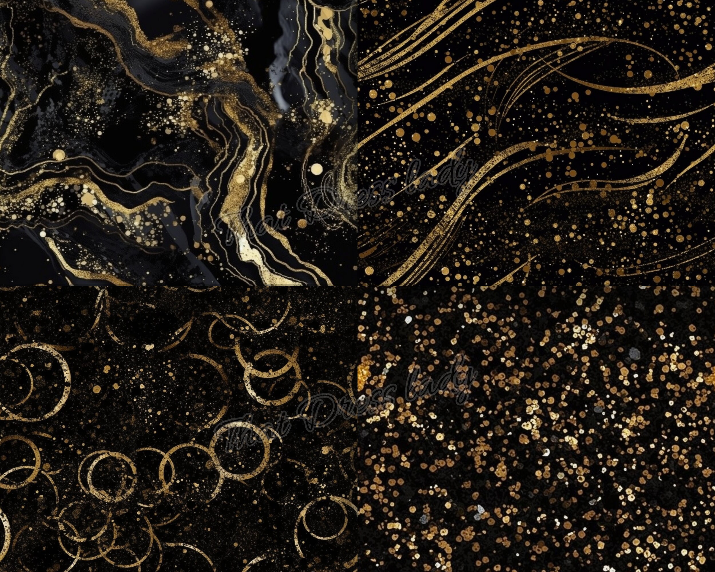 Black and Gold Glam Digital Paper Set Junk Journal Paper - Etsy