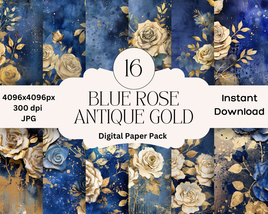 Navy Blue Gold Digital Paper Set Junk Journal Printable Digital ...