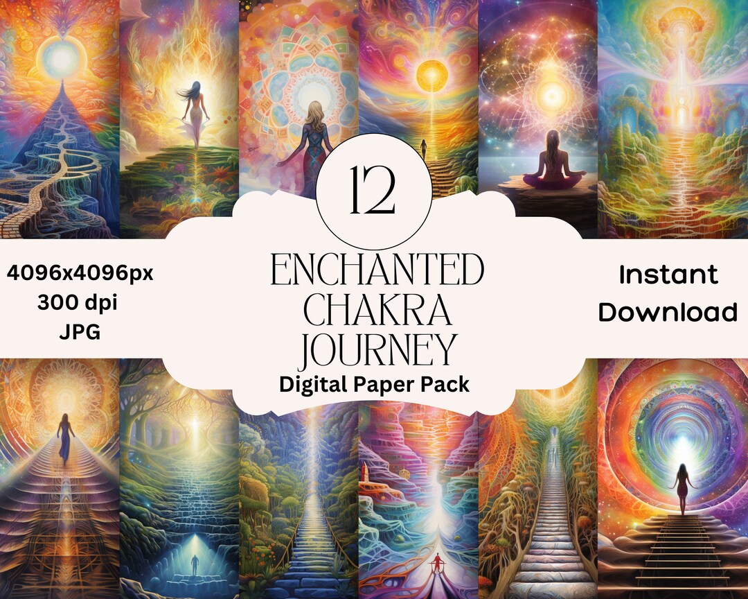 Enchanted Chakra Journey Digital Paper Set Junk Journal Paper Printable ...