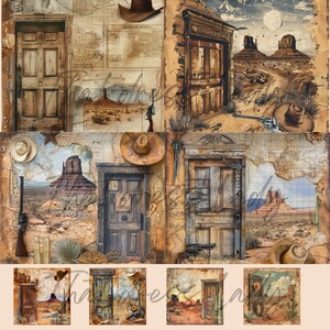 Wild West Digital Paper Set Junk Journal Cowboy Paper Printable Digital ...