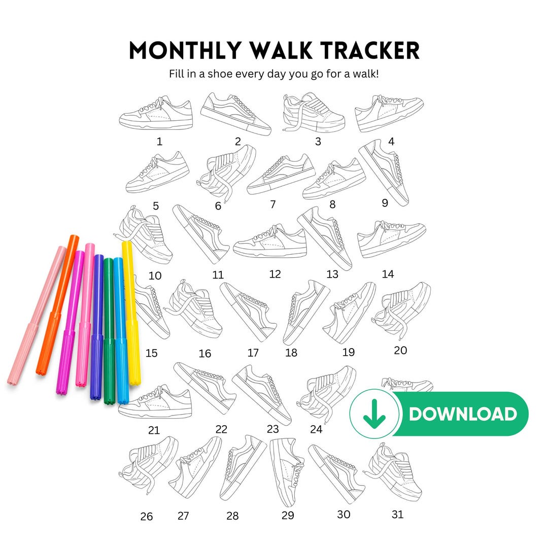 Daily Walk Tracker Printable Fitness Journal Page Workout Tracker ...