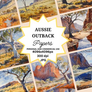 Watercolor Australian Outback Digital Paper Set Junk Journal Paper ...