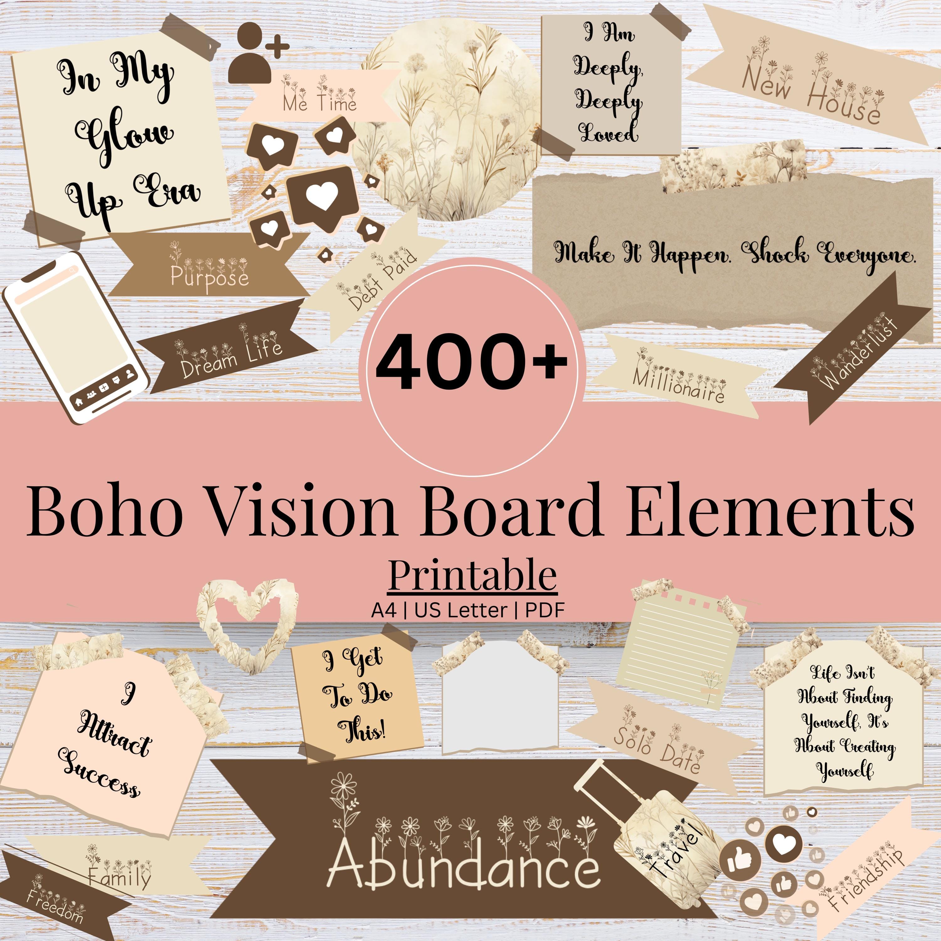 Boho Vision Board Printables: Manifesting Kit (a4/letter PDF) 2026 Goal ...