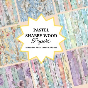 Shabby Chic Wood Digital Paper Set Junk Journal Pastel Wooden Paper ...