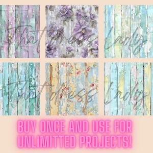 Shabby Chic Wood Digital Paper Set Junk Journal Pastel Wooden Paper ...