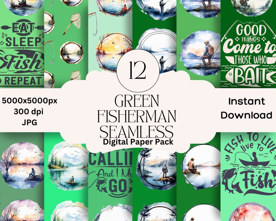 Fishing Digital Paper Set Instant Download Scrapbooking Fishing ...