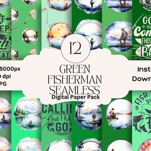Fishing Digital Paper Set Instant Download Scrapbooking Fishing ...