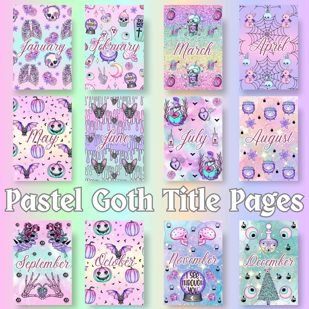 Pastel Gothic Journal Title Pages A4 A5 Printable Goths Journal Witch ...