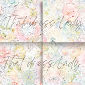 Vintage Floral Lace Digital Paper Set Colorful Floral Junk Journal ...