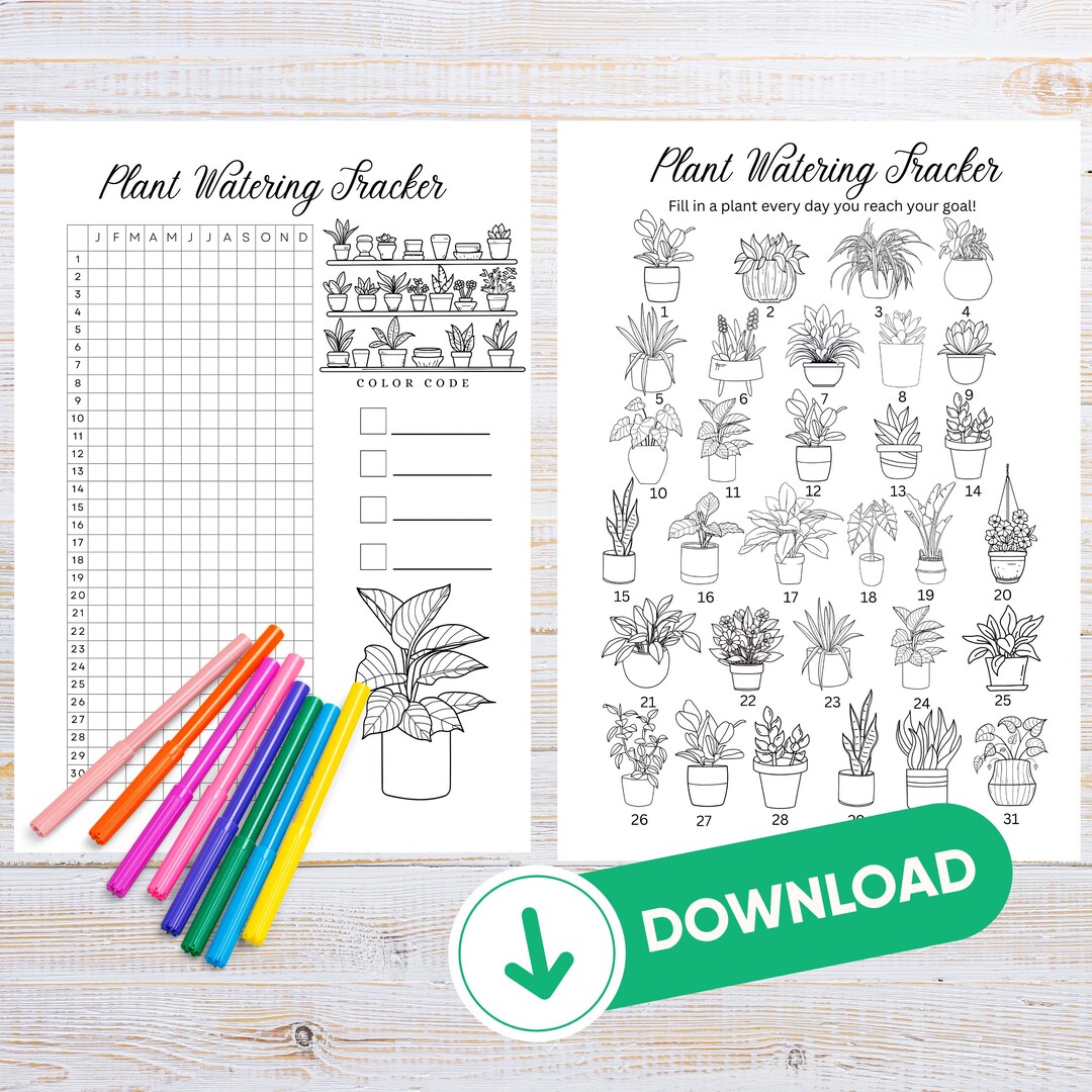 House Plant Water Tracker Printable Plant Water Tracker Garden Watering ...