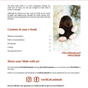 PDF Sewing Pattern - Mole Stuffed Animal/plush Toy - 16 Cm | ENGLISH - Etsy