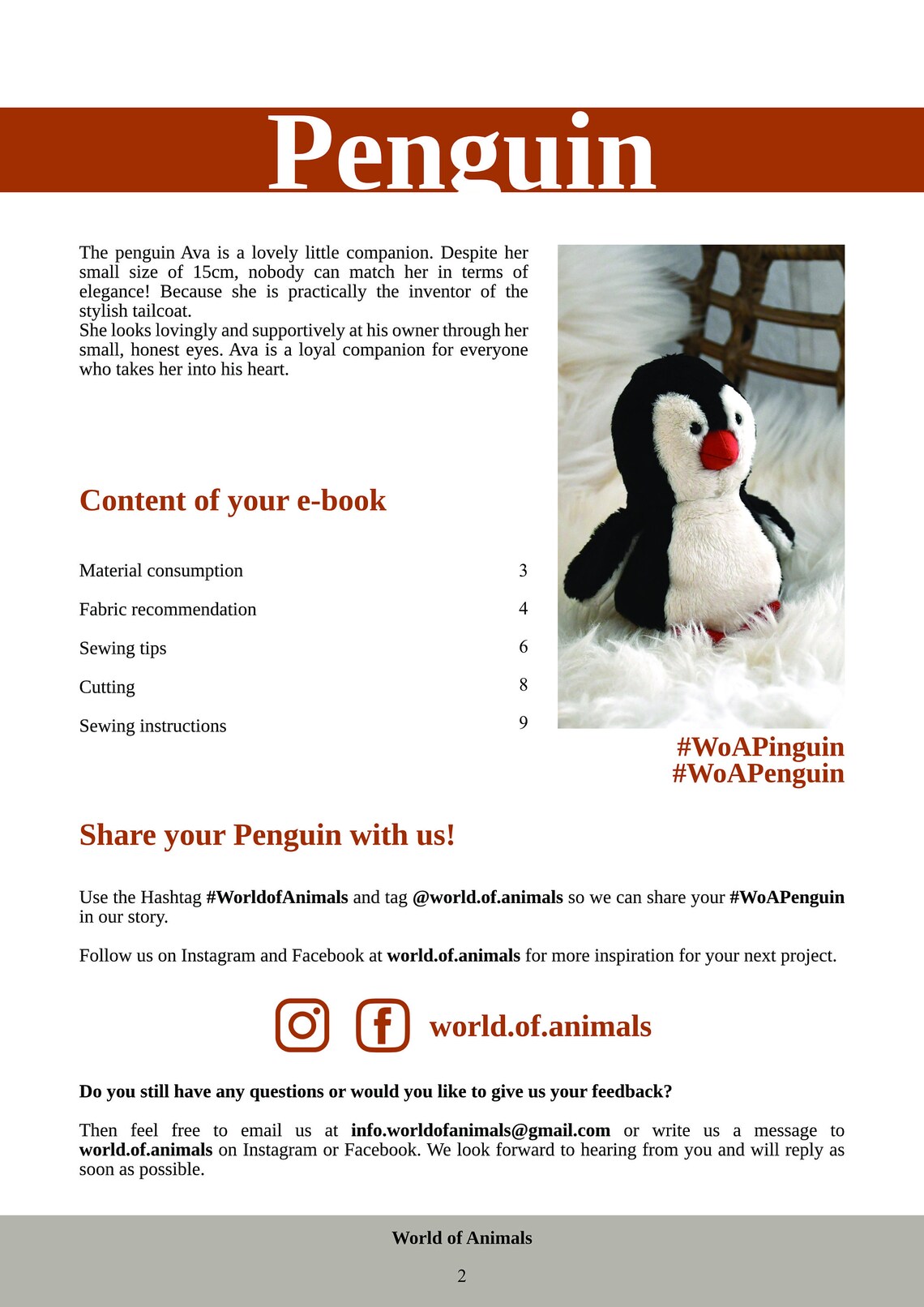 PDF Sewing Pattern - Penguin Stuffed Animal/plush Toy - 14 Cm | ENGLISH ...