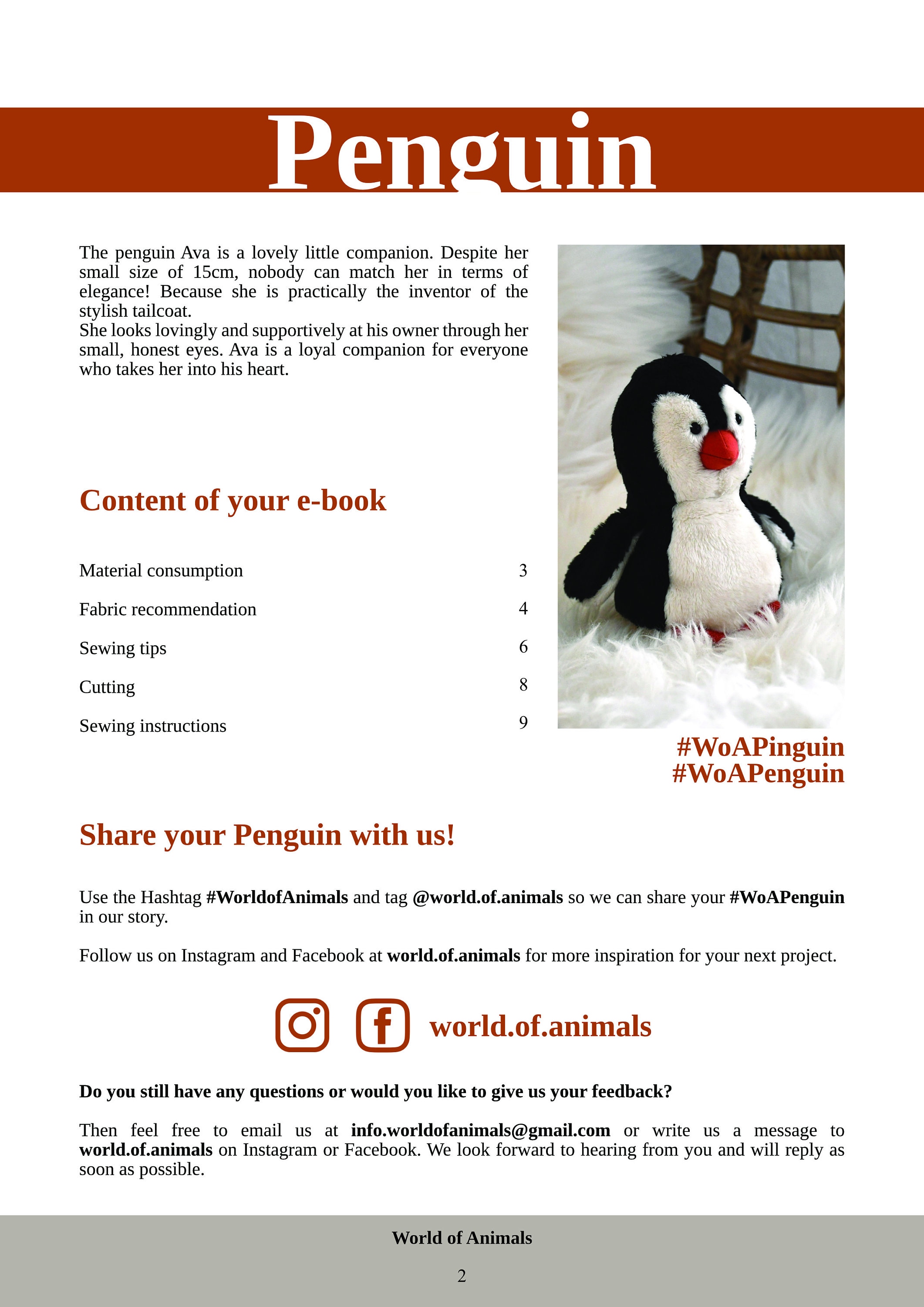 PDF Sewing Pattern - Penguin Stuffed Animal/plush Toy - 14 Cm | ENGLISH ...