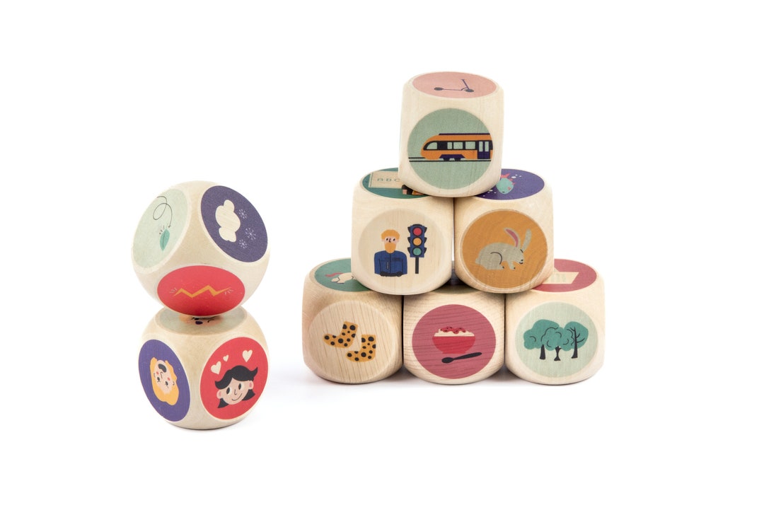 Story Cubes Immerse in Imaginative Adventures With Wooden Dice Enhance ...