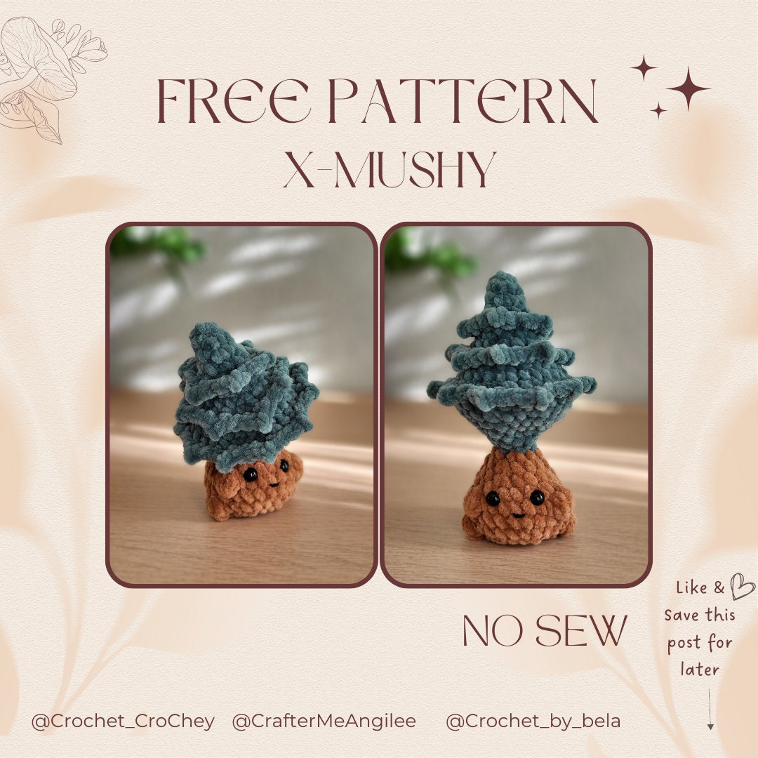 X-mushy Pine Tree Pop, Free NO-SEW Crochet Amigurumi PDF Pattern, Small ...