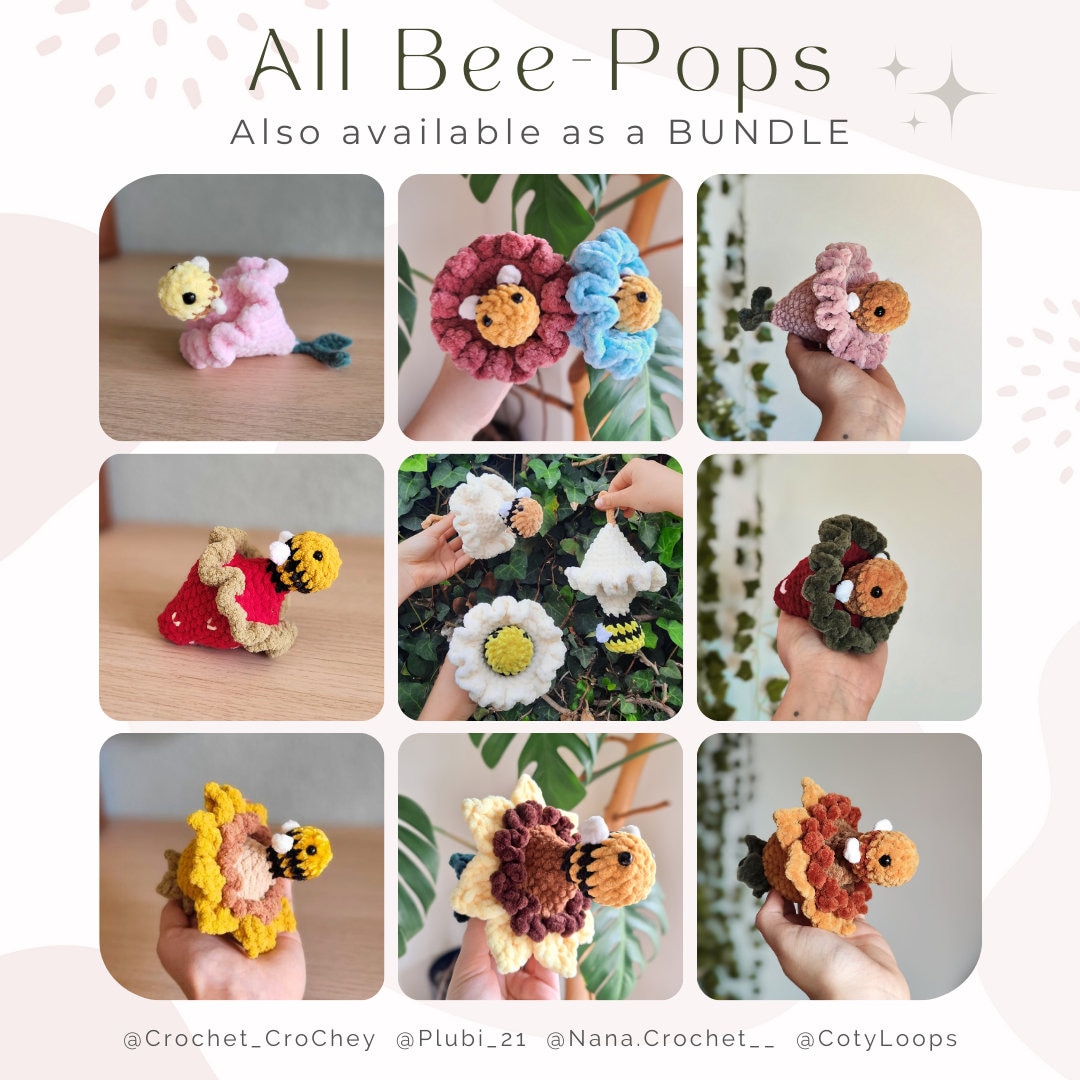 3 in 1 Bee Surprise Pops Pdf US Terminology Crochet Pattern, No-sew ...