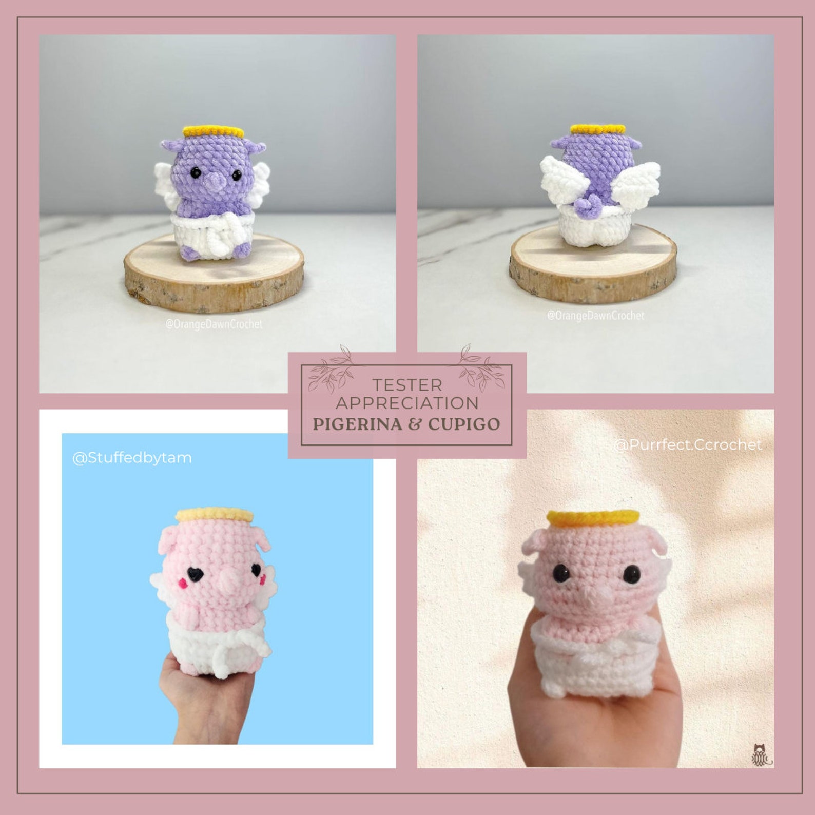 Piggy in Cupido Custume LOW-SEW Crochet Amigurumi PDF Pattern, Incl ...