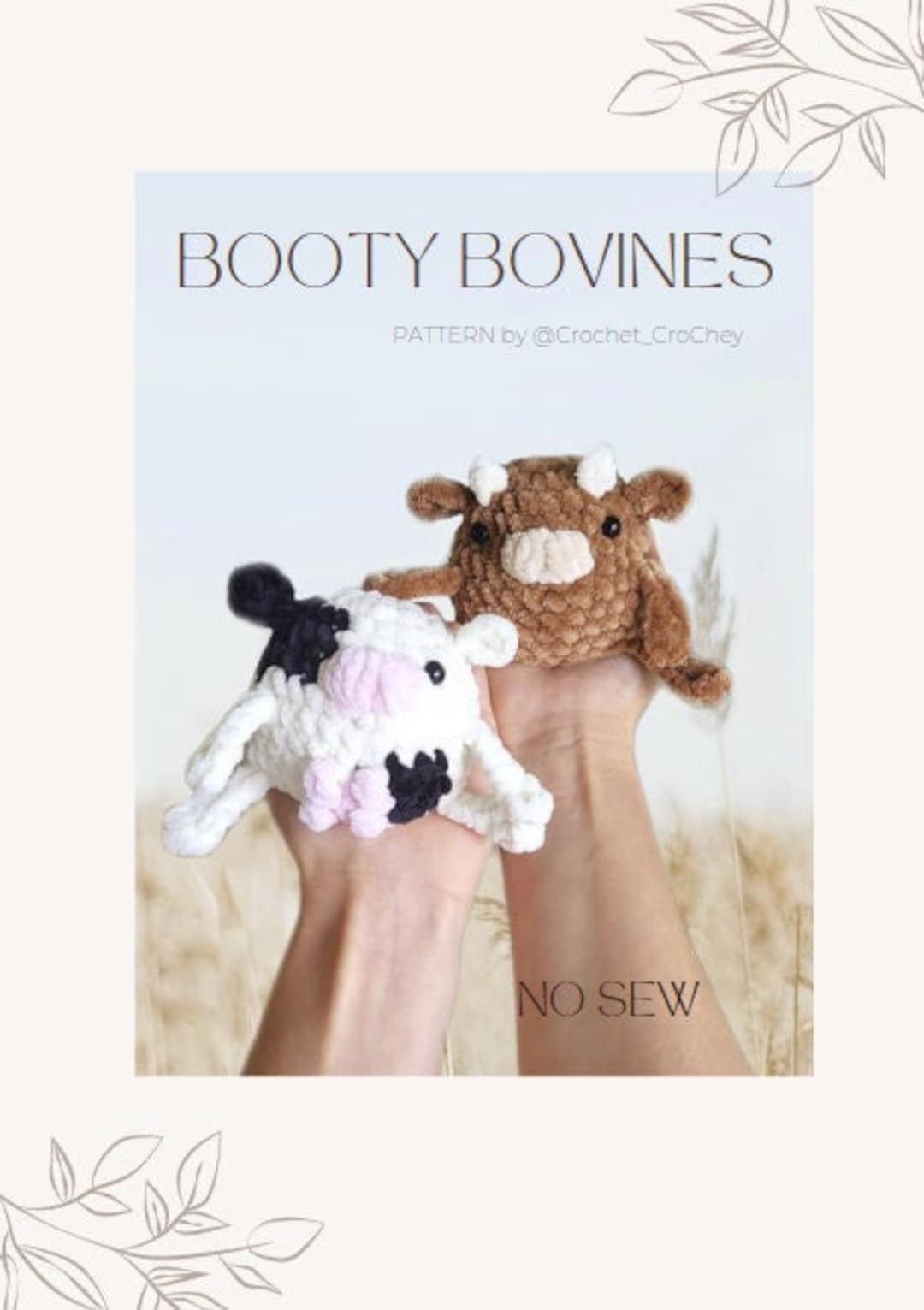 Booty Bovines NO-SEW PATTERN: Chonky Squishy Little Cow and Bull With ...