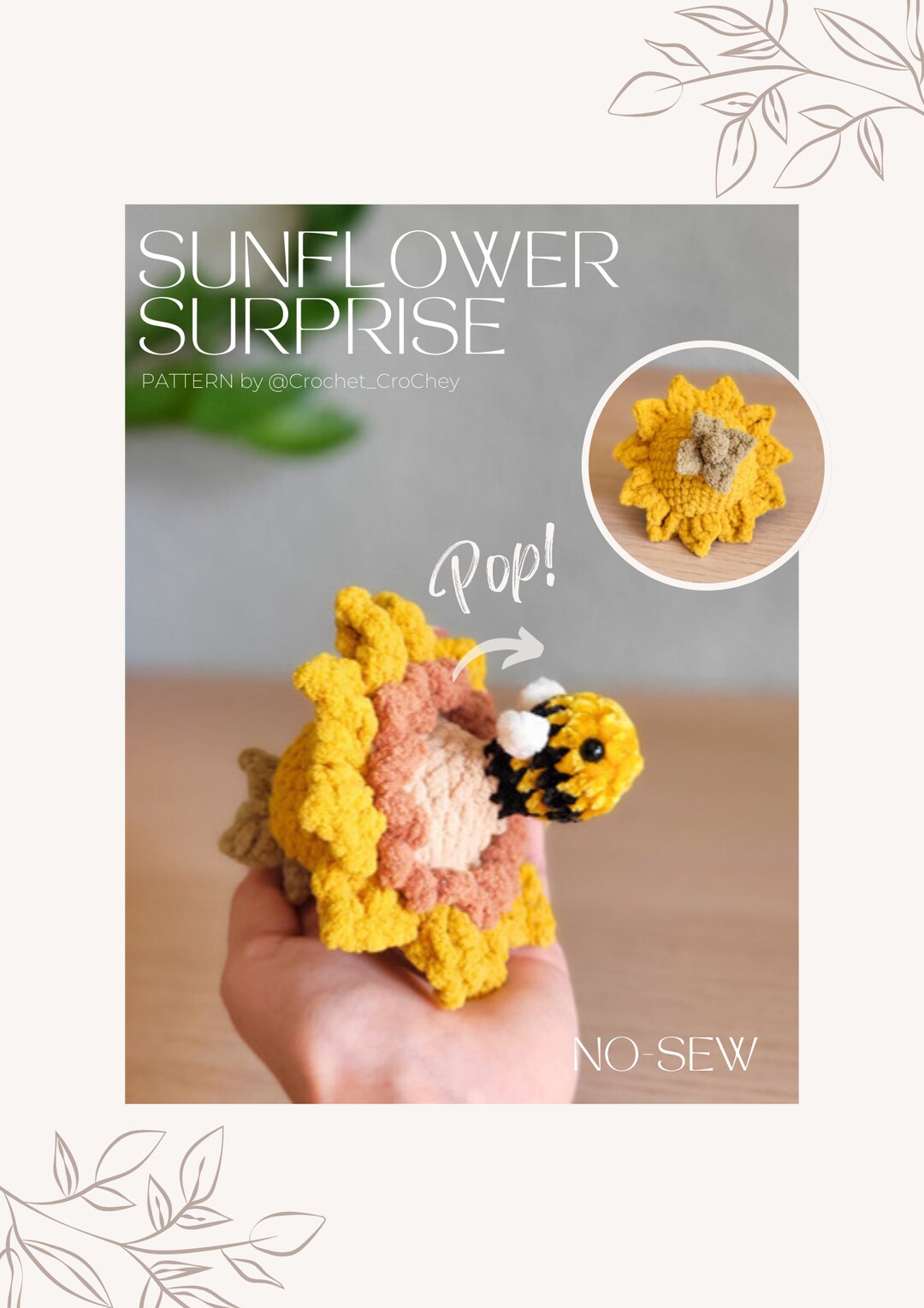 Sunflower Surprise Pops Pdf Crochet Pattern, Quick and Easy No-sew ...
