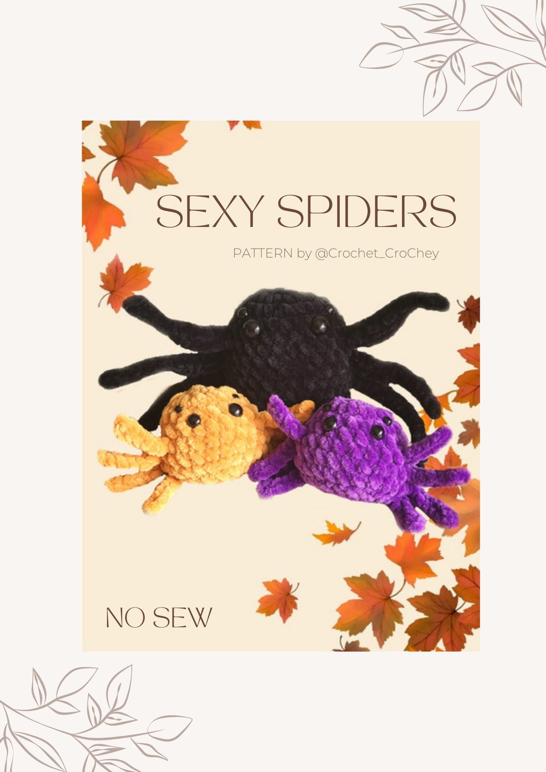3 in 1 Sexy Spider No-sew PATTERN BUNDLE: Reversible Spider, Big and ...