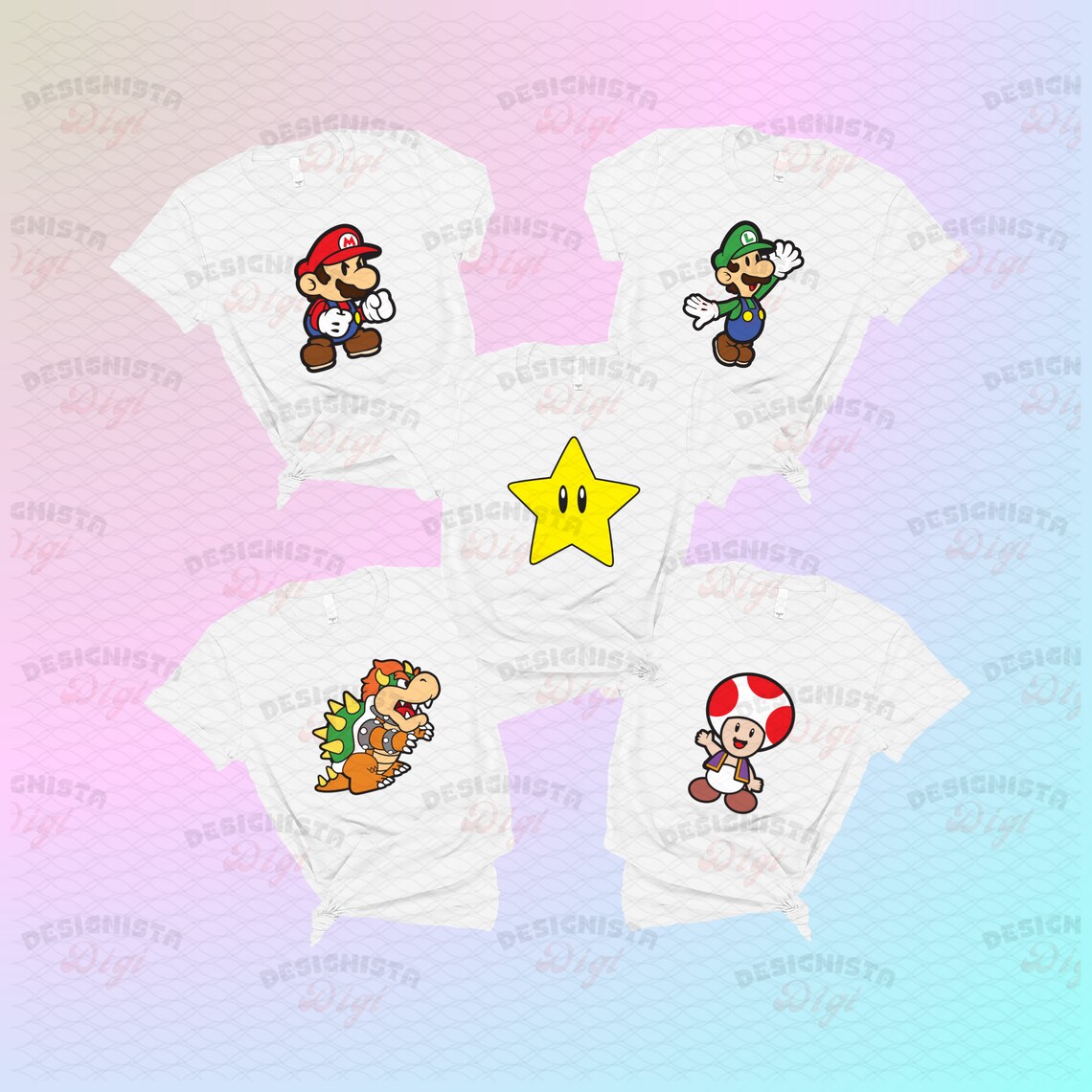 Funny Super Mario Friends Png Svg Ai Bundlesuper Mario - Etsy