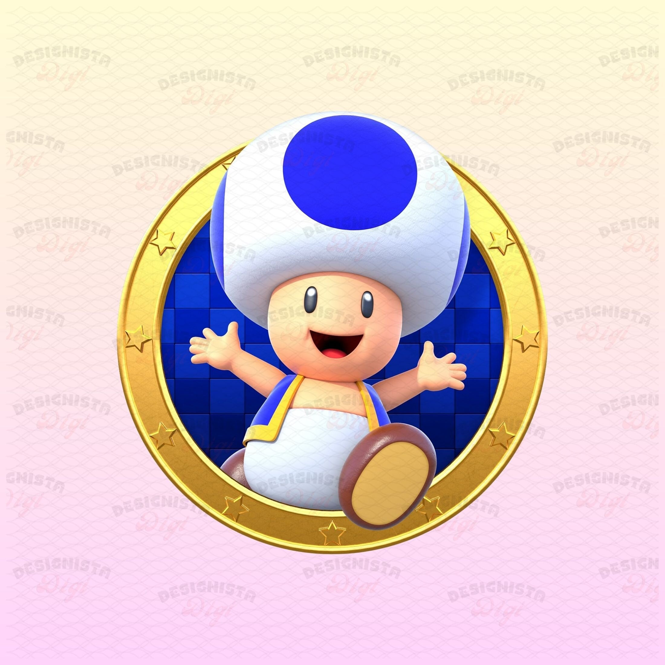 Super Mario Blue Toad Circle Pngblue Toad Circle Pngtoad - Etsy
