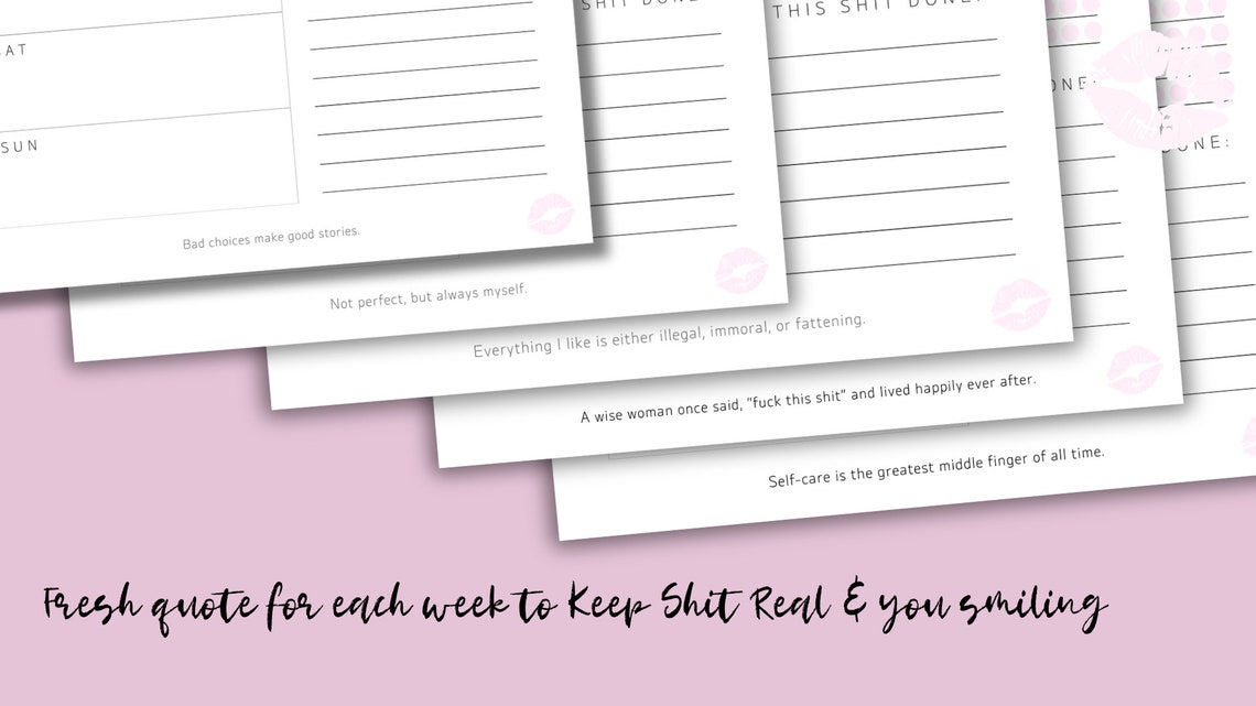 Weekly WTF Printable Planner With Monthly Pages UNDATED Pink Aesthetic ...