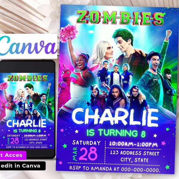 Printable Zombie Birthday Party Invitation - Etsy