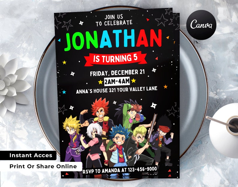 Editable Beyblade Birthday Invitation Template Digital - Etsy