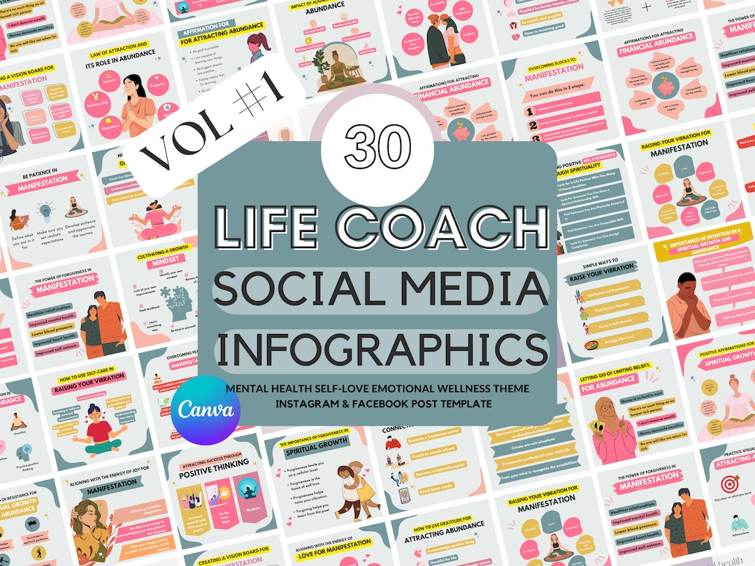30 Life Coach Instagram Post Canva Template Life Coach - Etsy