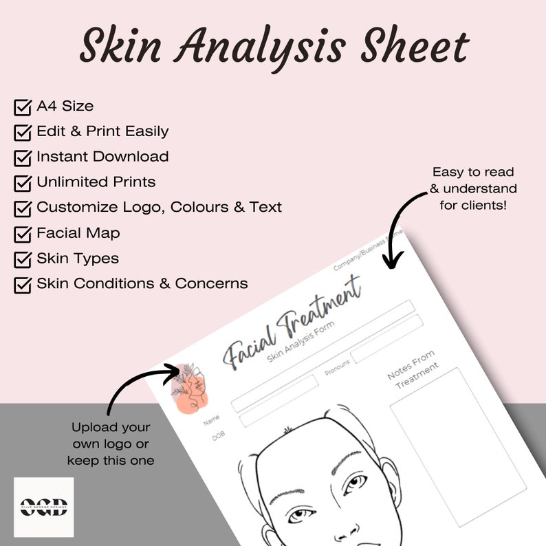 Advanced Facial Skin Analysis Form | Facial Form | Editable Esthetician ...