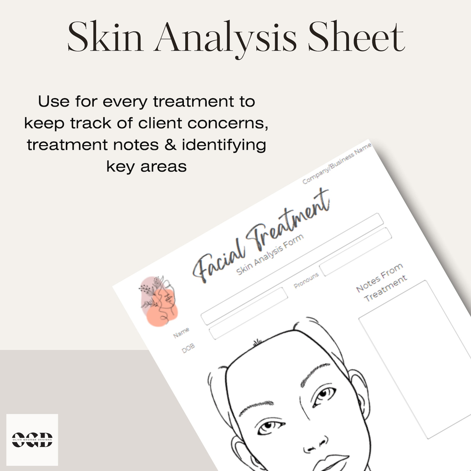 Skin Analysis Form | Editable Facial Template | Facial Treatment Form ...