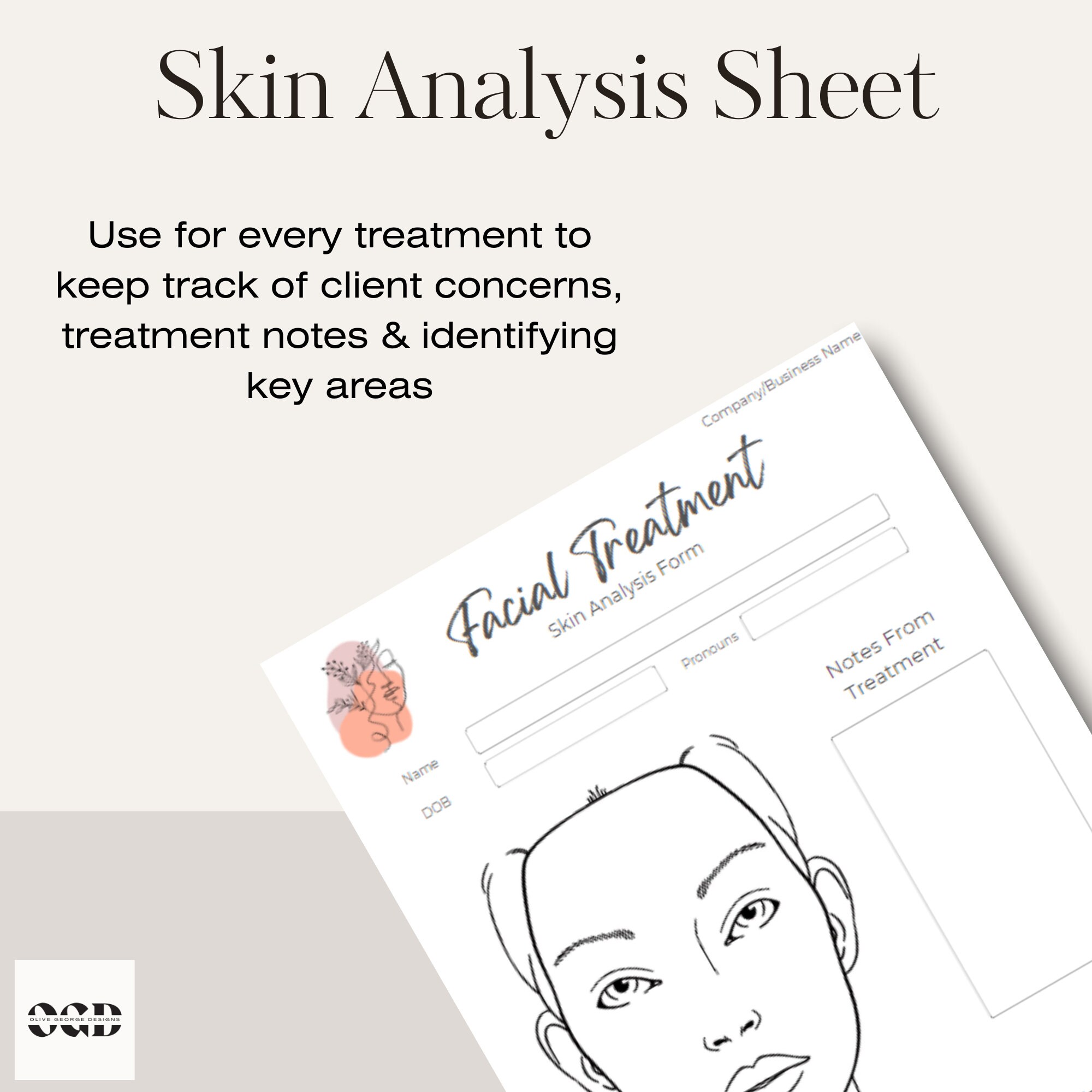 Skin Analysis Form | Editable Facial Template | Facial Treatment Form ...