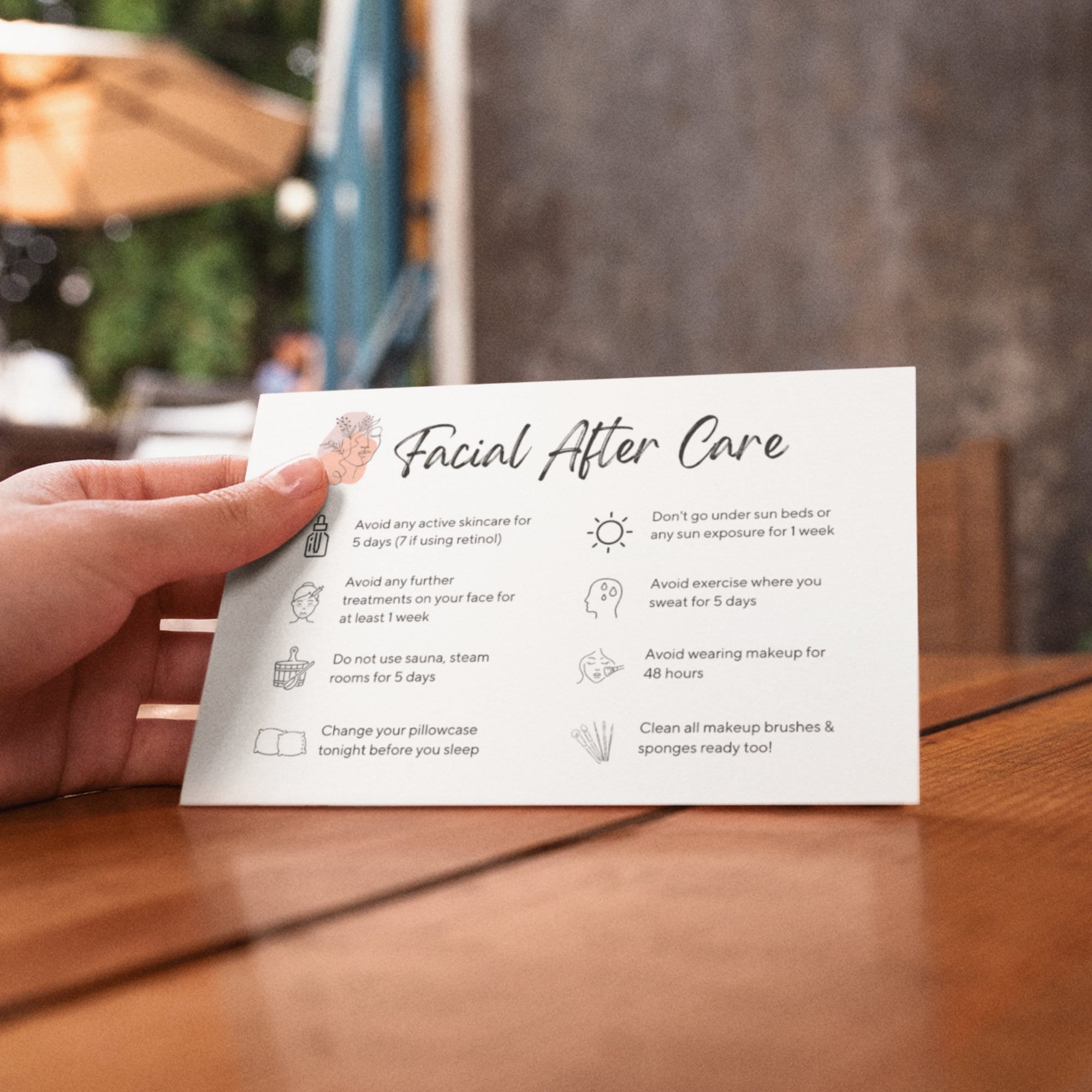 Editable Facial Aftercare Card Template, Facial Treatment Post Care Guide, Esthetician After ...