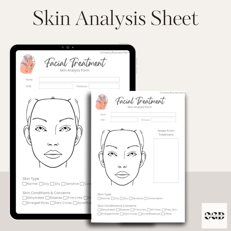Skin Analysis Form | Editable Facial Template | Facial Treatment Form ...