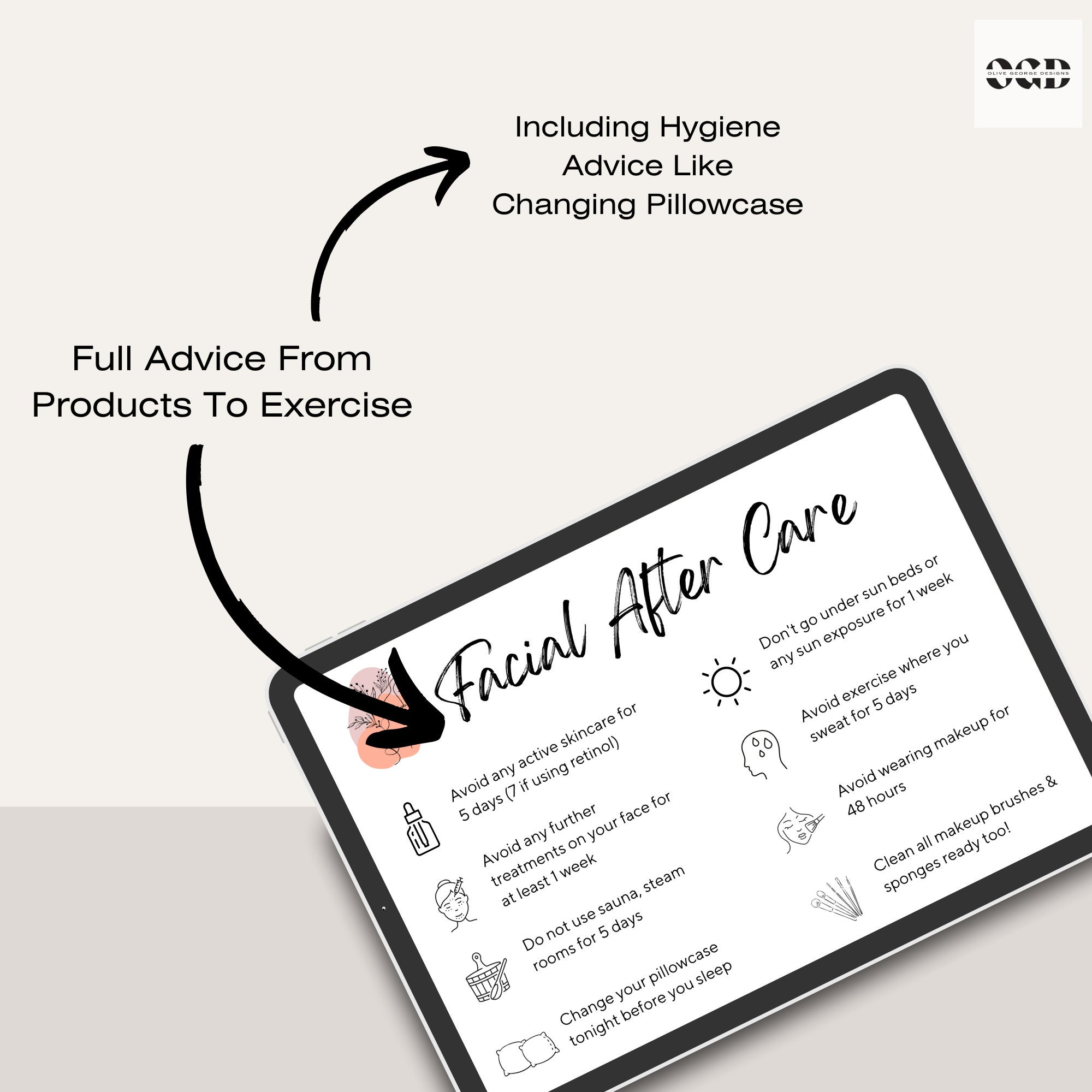 Editable Facial Aftercare Card Template, Facial Treatment Post Care ...