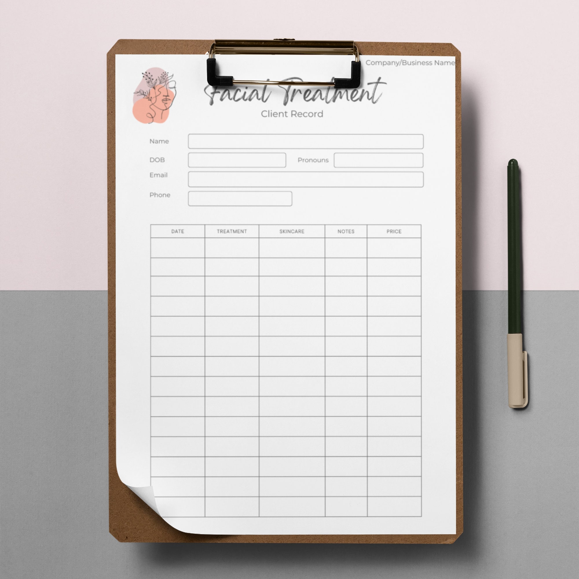 Advanced Facial Record Form - Editable Esthetician Templates, Printable ...