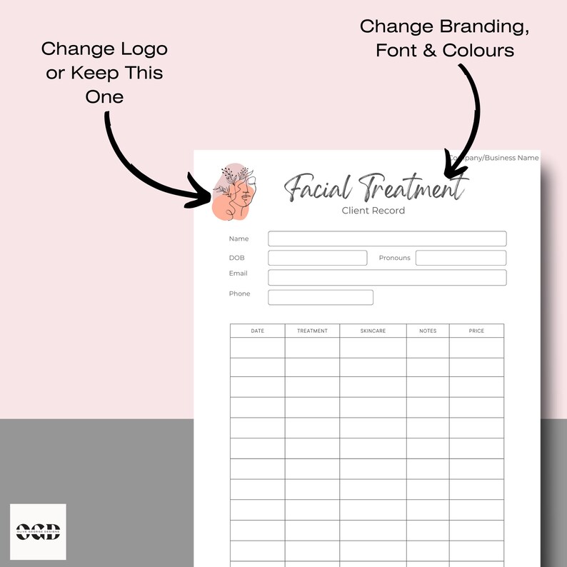 Advanced Facial Record Form - Editable Esthetician Templates, Printable ...
