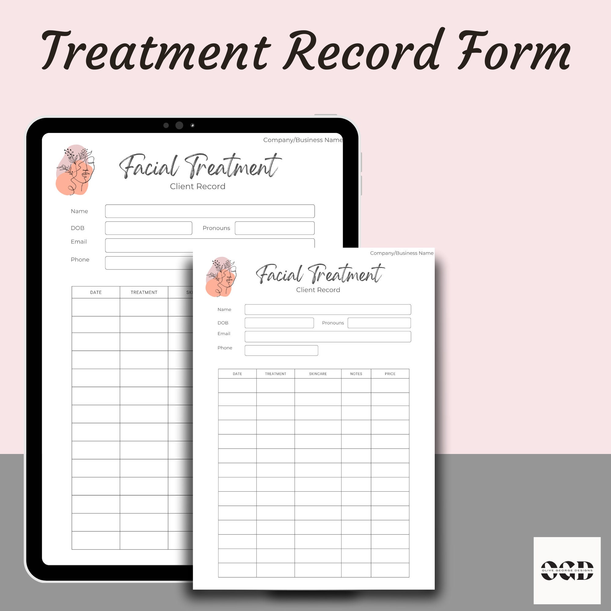 Advanced Facial Record Form - Editable Esthetician Templates, Printable ...