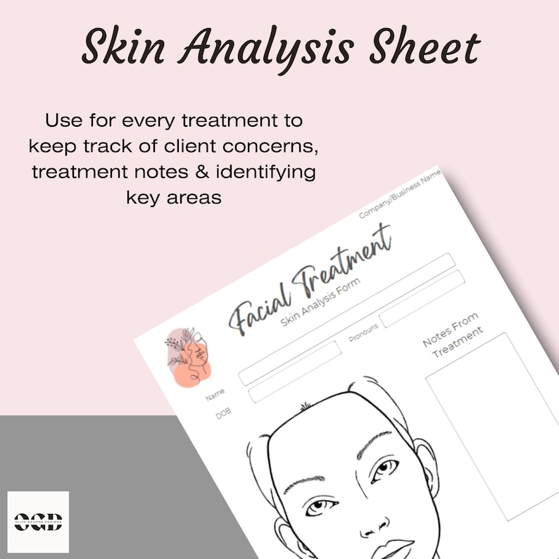 Advanced Facial Skin Analysis Form | Facial Form | Editable Esthetician ...