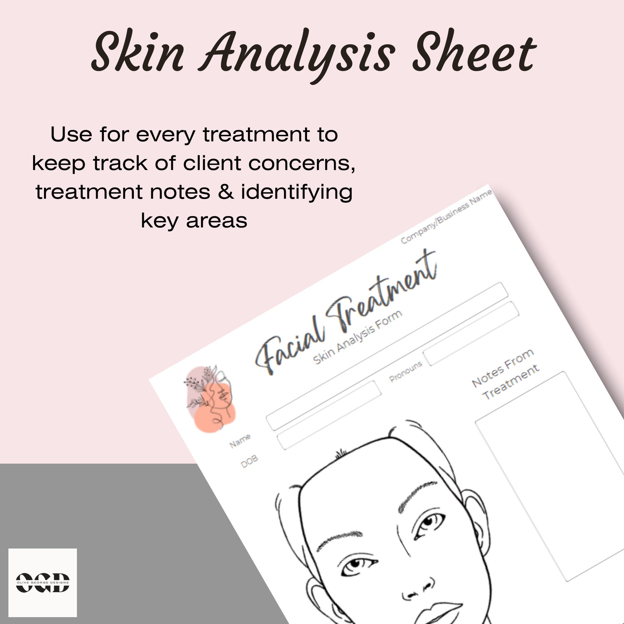 Advanced Facial Skin Analysis Form | Facial Form | Editable Esthetician ...