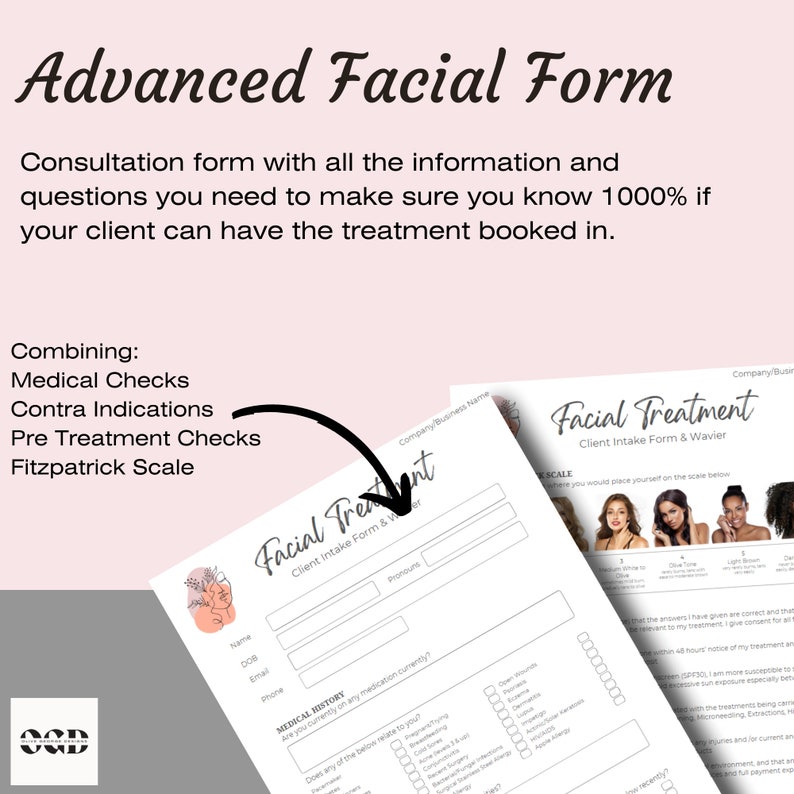 Advanced Facial Consult Form Template - Editable Template - Facial ...
