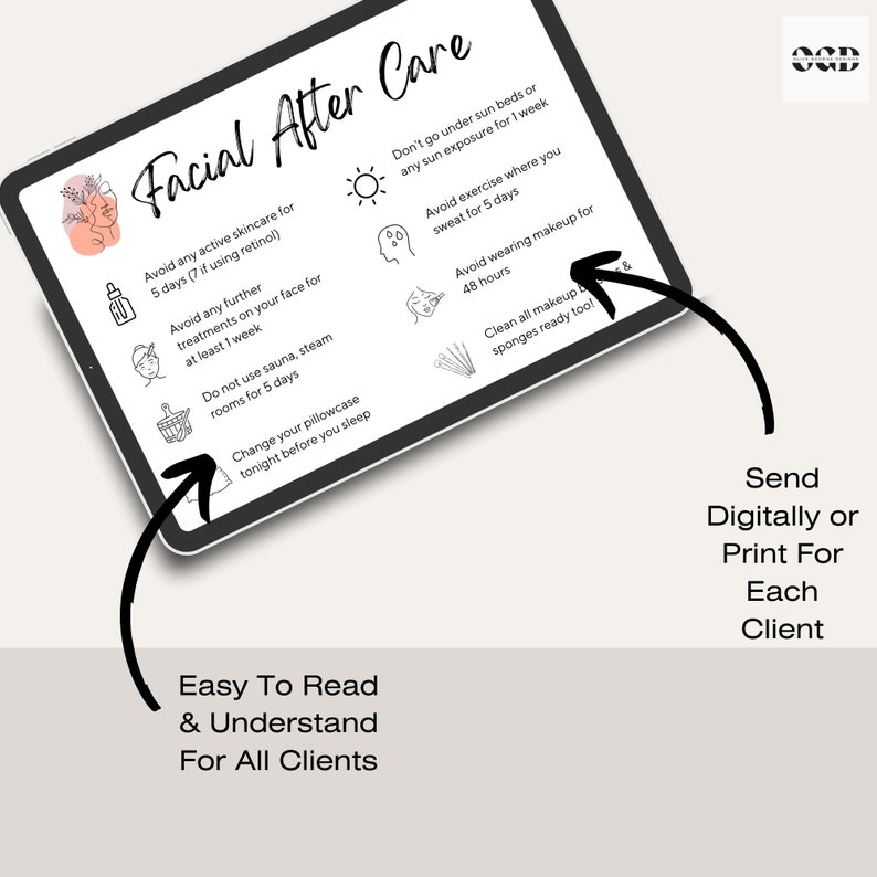 Editable Facial Aftercare Card Template, Facial Treatment Post Care ...