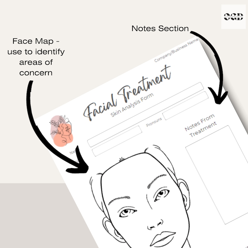 Skin Analysis Form | Editable Facial Template | Facial Treatment Form ...