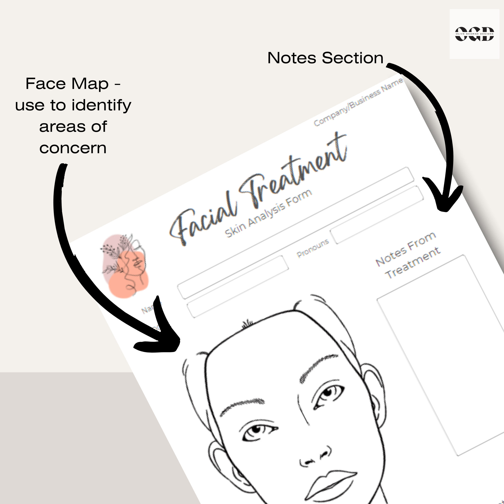 Skin Analysis Form | Editable Facial Template | Facial Treatment Form ...