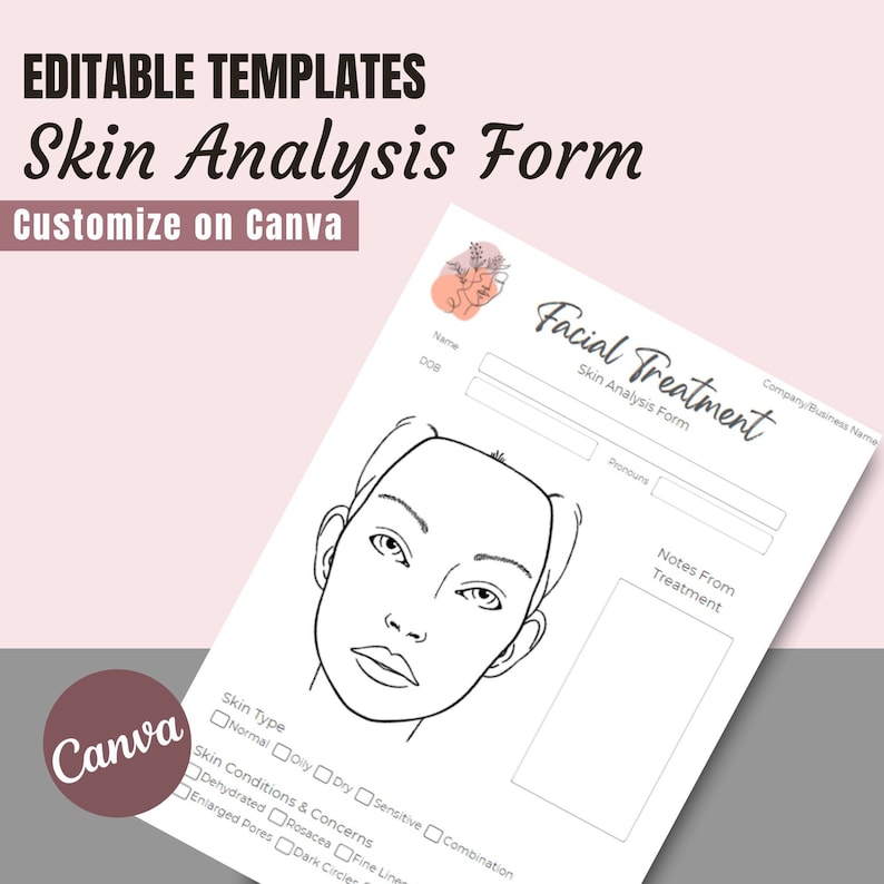 Advanced Facial Skin Analysis Form | Facial Form | Editable Esthetician ...