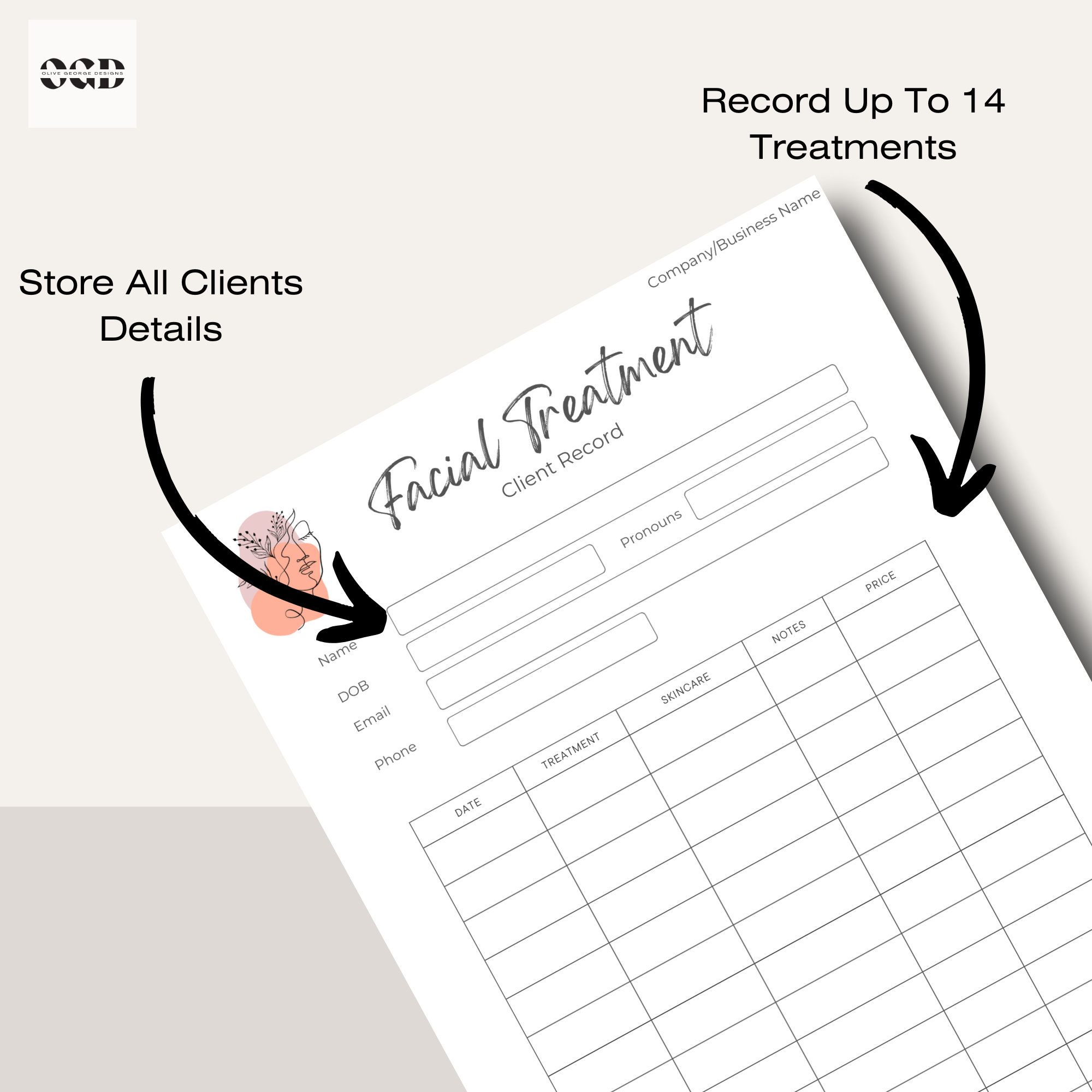 Facial Treatment Record Form - Editable Esthetician Templates ...