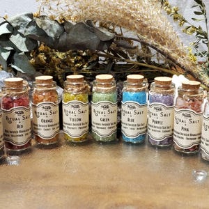 Ritual Salt Set: 9 10ml Jars of Colorful Salt for Spellwork and Rituals ...