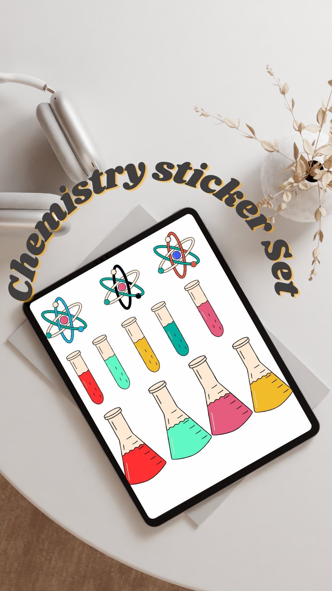 Digital Chemistry Stickers - 5 Sheets of Colorful Chemical ...