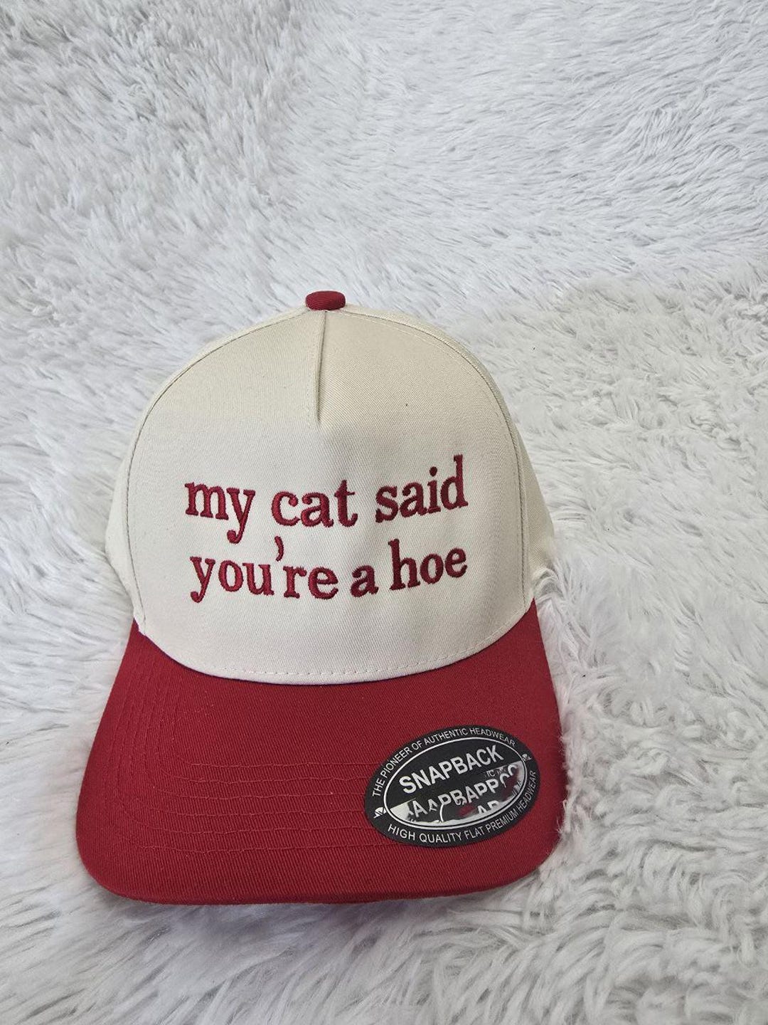 Funny Embroidered Cat Meme Hat - Sassy Red Snapback - Etsy